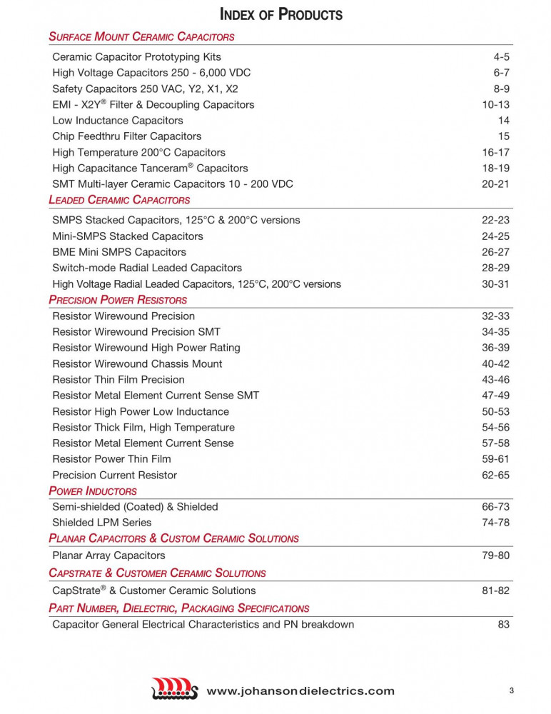 Johanson Dielectrics high voltage MLCC document page 3