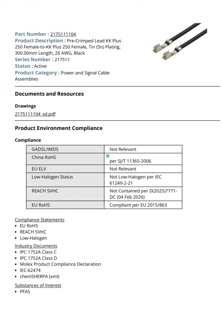 Molex 2175111104 drawing preview, page 1