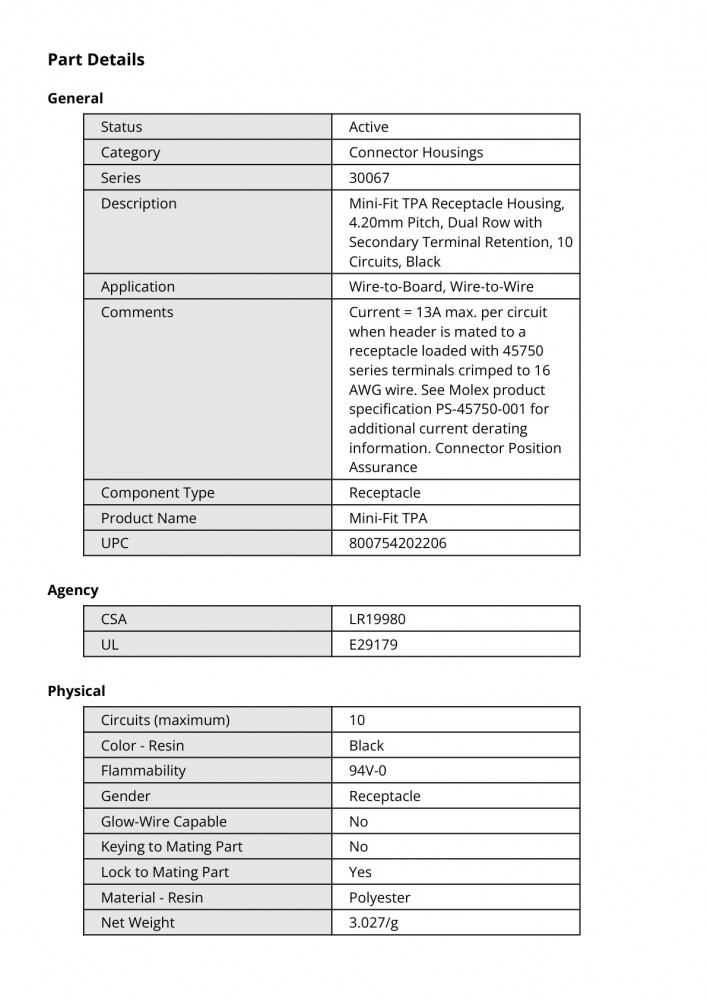 Molex Mini-Fit Plus HCS specification page 2