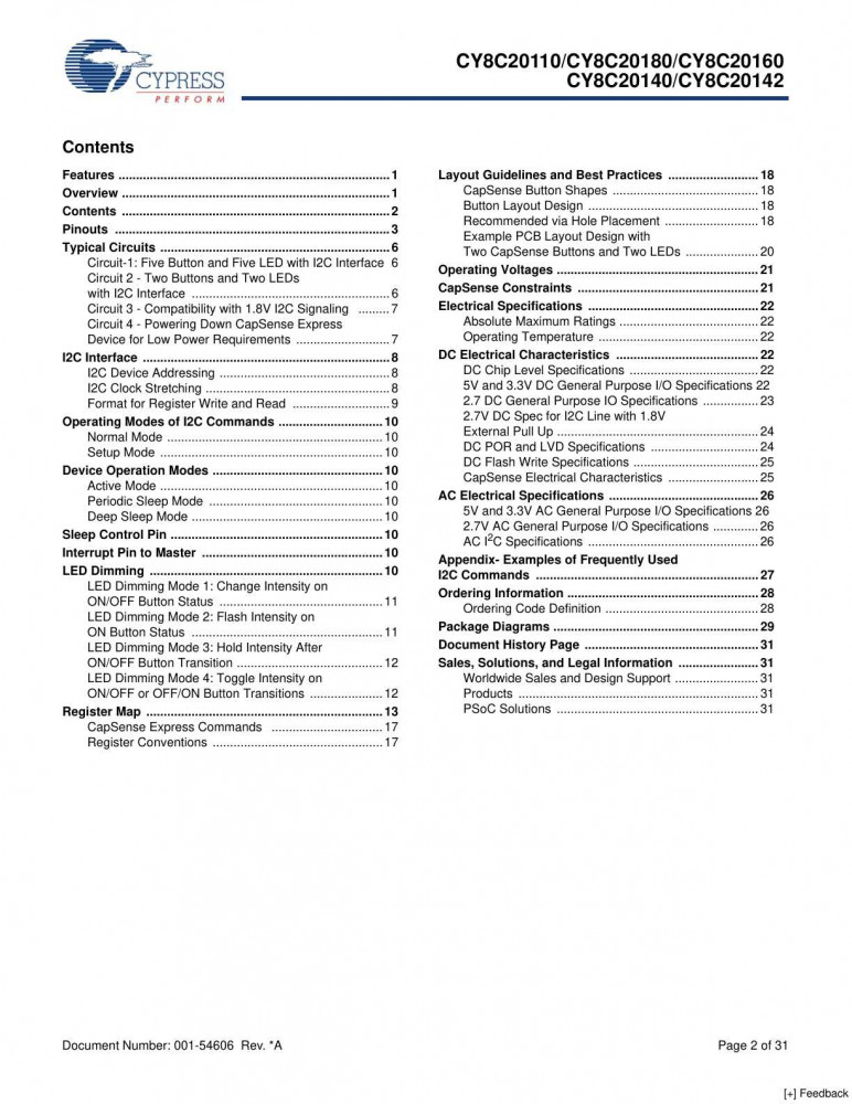 CY8C201A0-SX21 datasheet page 2
