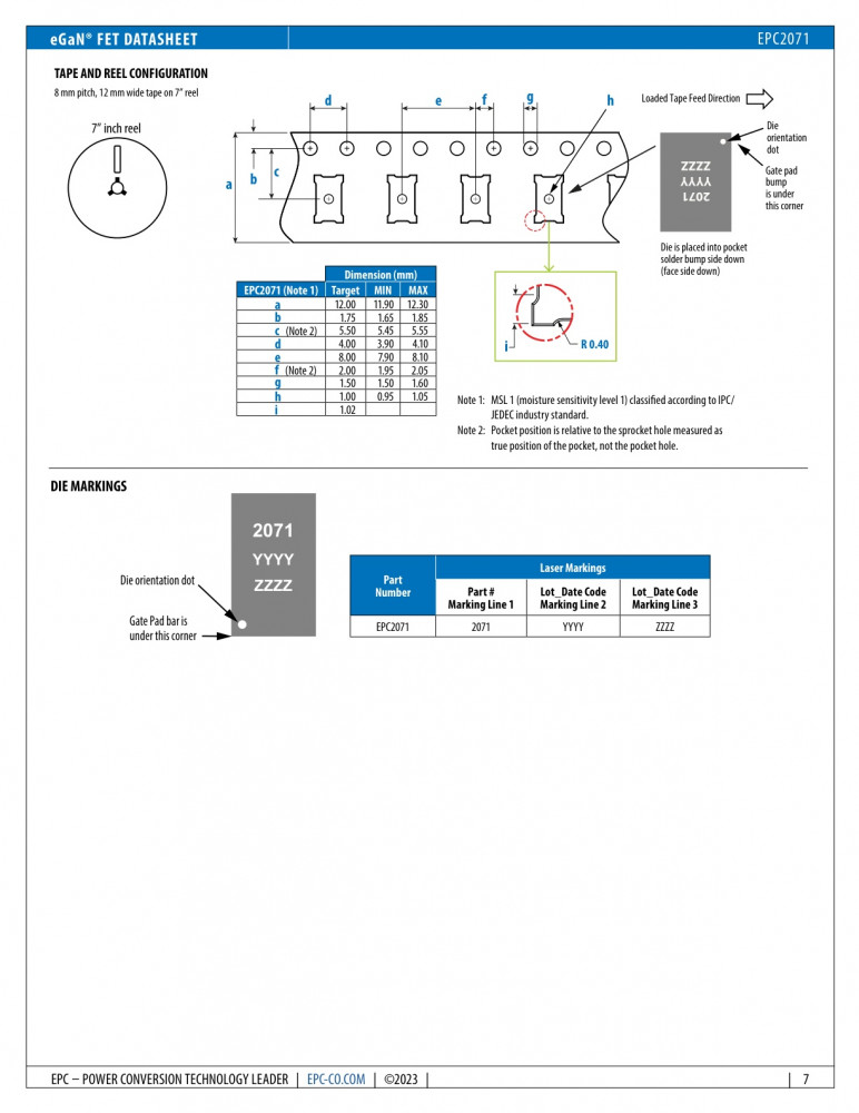 EPC2071 technical document page 7