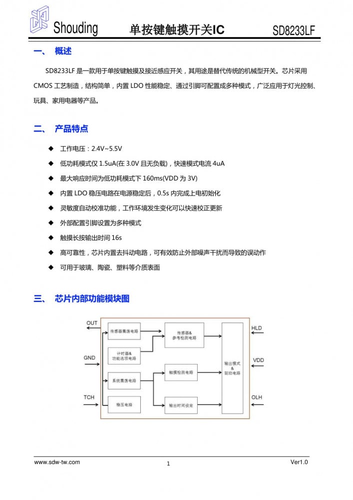 SD8233LF datasheet page 1