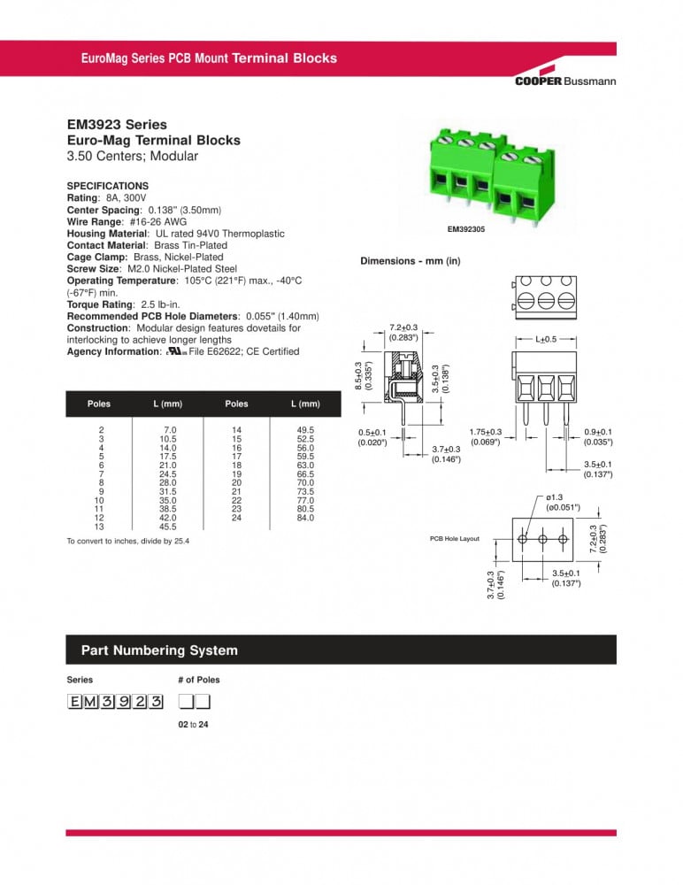 EATON EM3923 series technical document page