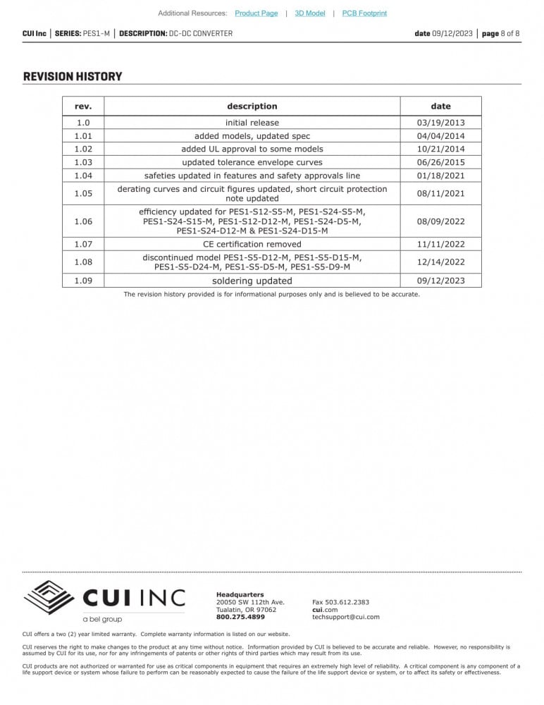 PES1-M datasheet page 8