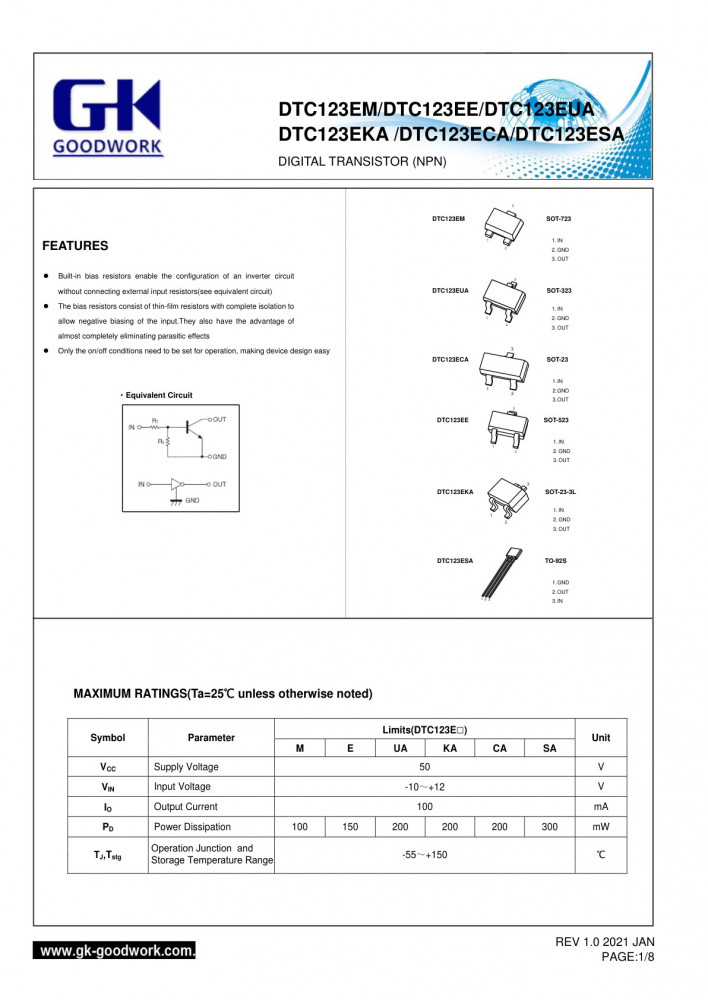 DTC123ECA technical document page 1