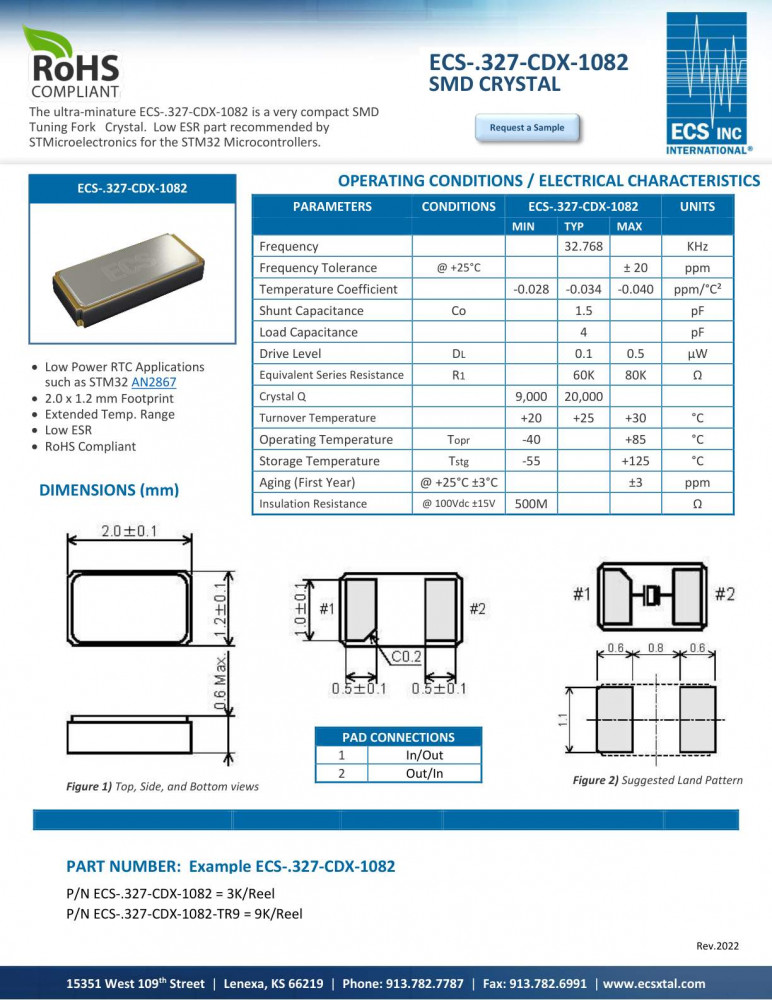 ECS-.327-CDX-1082 technical specification page