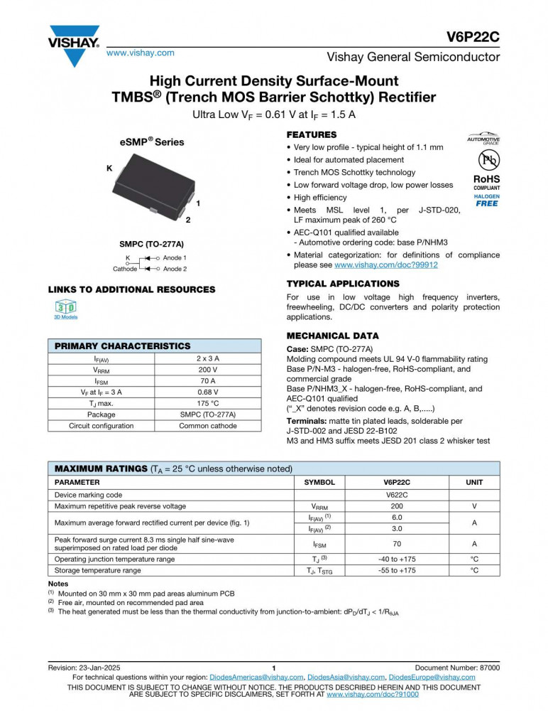 V6P22C datasheet page 1