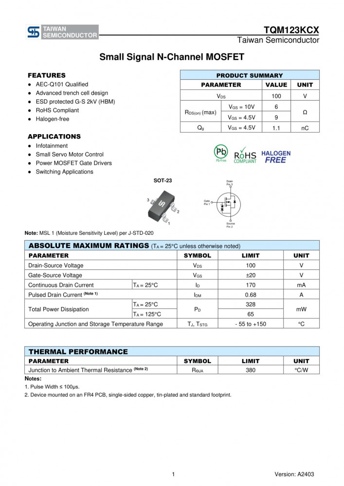 TQM123KCX datasheet page 1