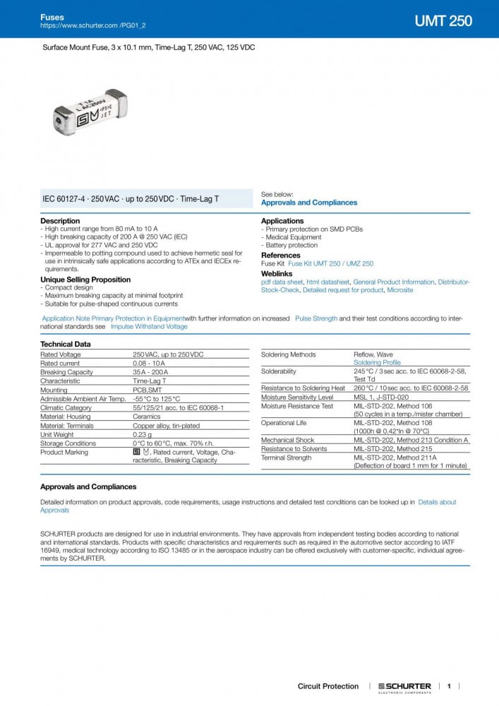 SCHURTER 3403.0172.11 datasheet page 1