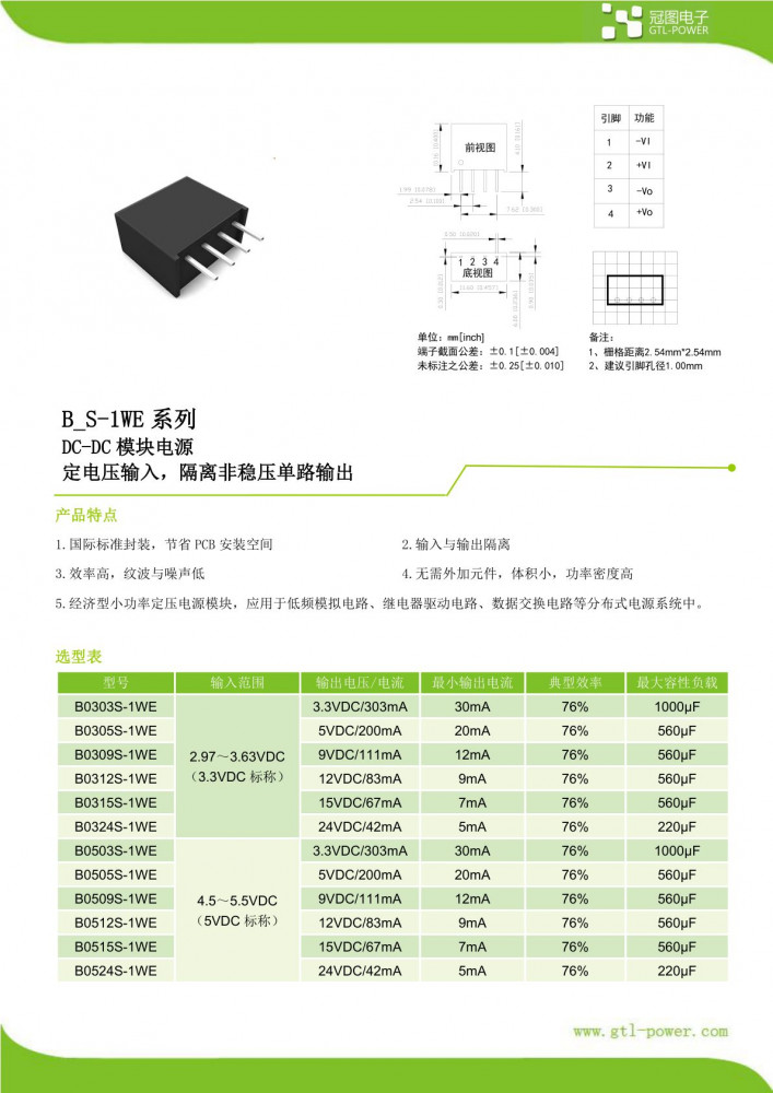 B0505S-1WE datasheet page 1