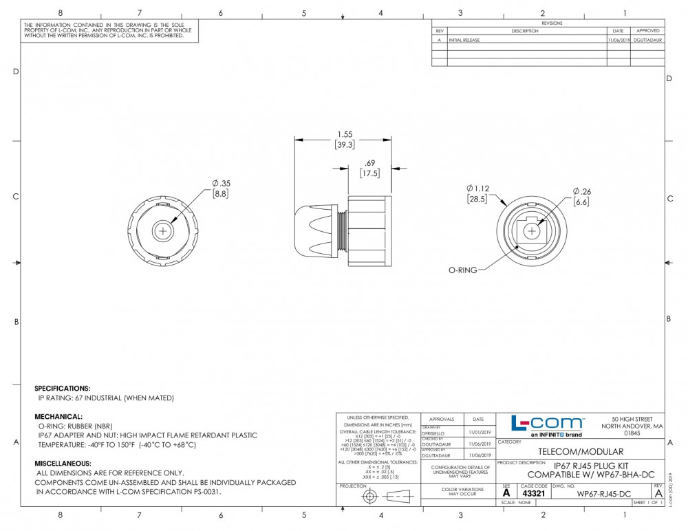 L-com WP67-RJ45-DC technical document preview