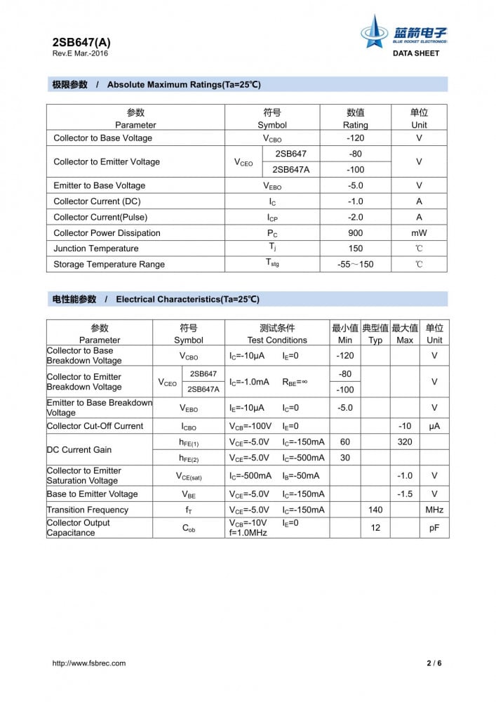 2SB647A-C datasheet page 2