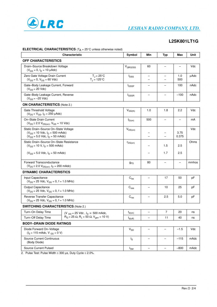 L2SK801LT1G datasheet page 2
