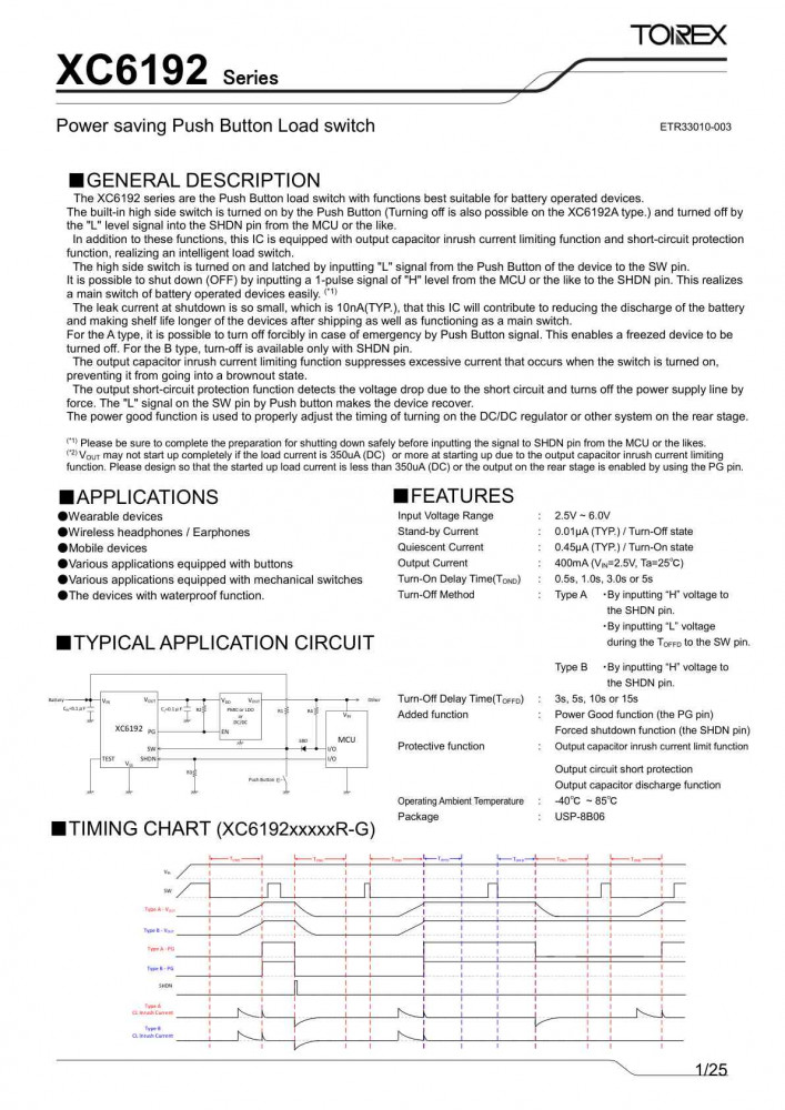 XC6192BANNER-G datasheet page 1