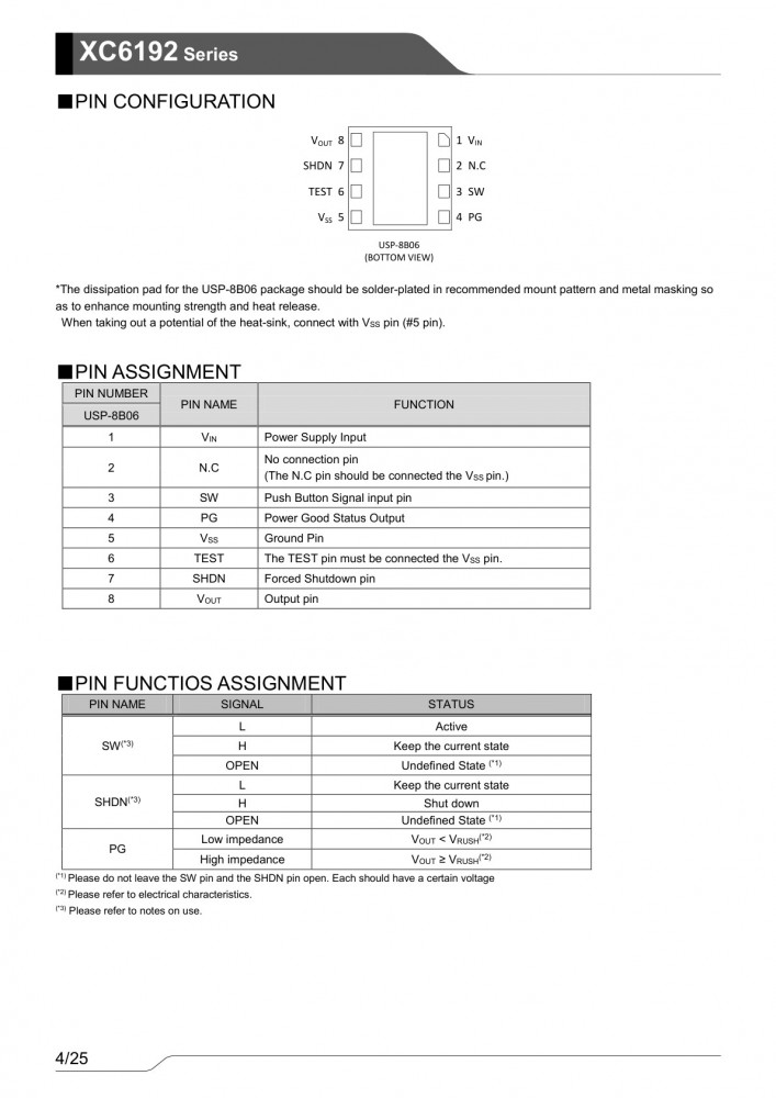 XC6192BANNER-G datasheet page 4