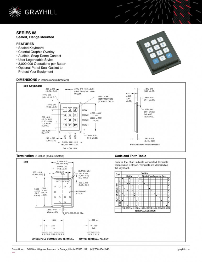 Grayhill Series 88 datasheet page 1