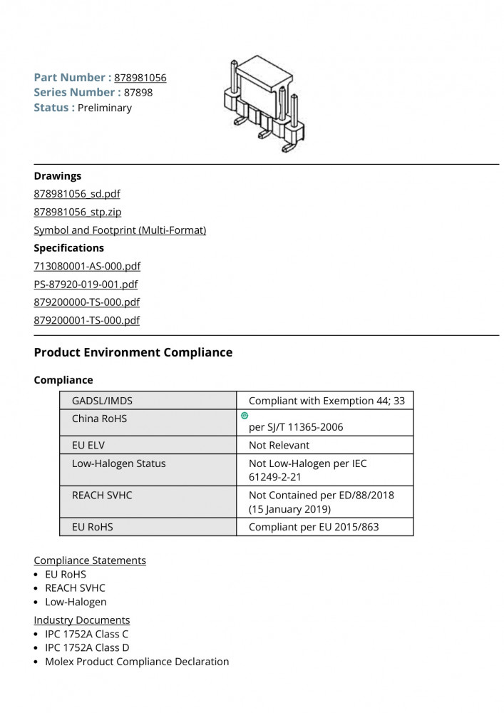 MOLEX 878981056 technical document image 1