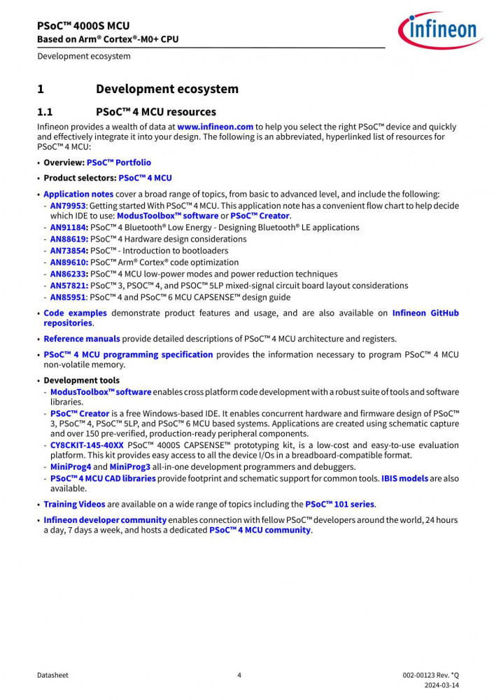 CY8C4045LQI-S411 document page 4