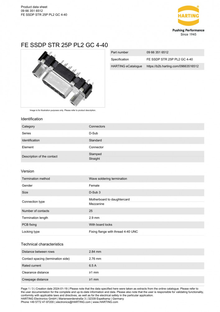 HARTING 09663516512 technical document page 1