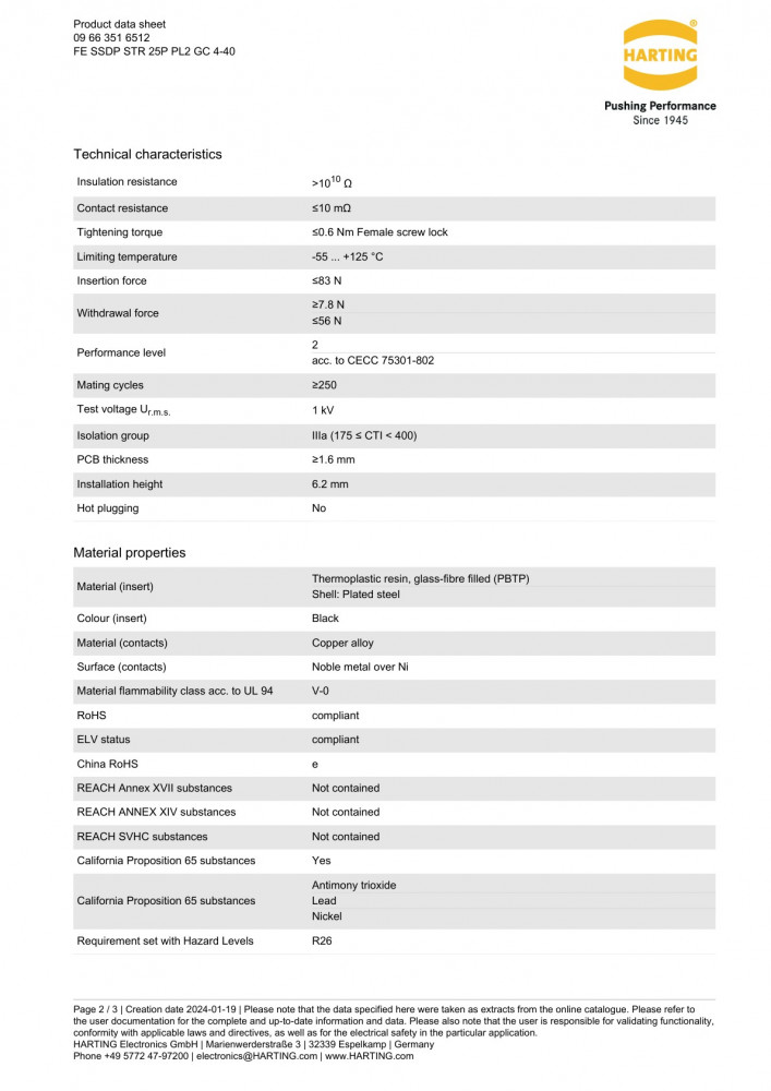 HARTING 09663516512 technical document page 2