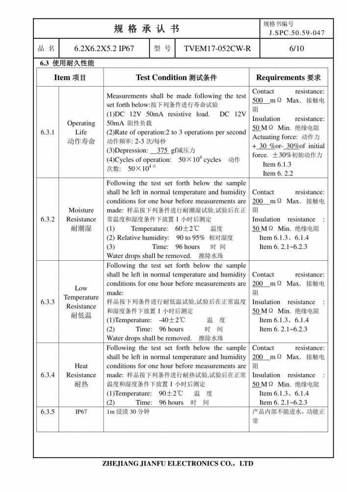 TVEM17-052CW-R specification page 7