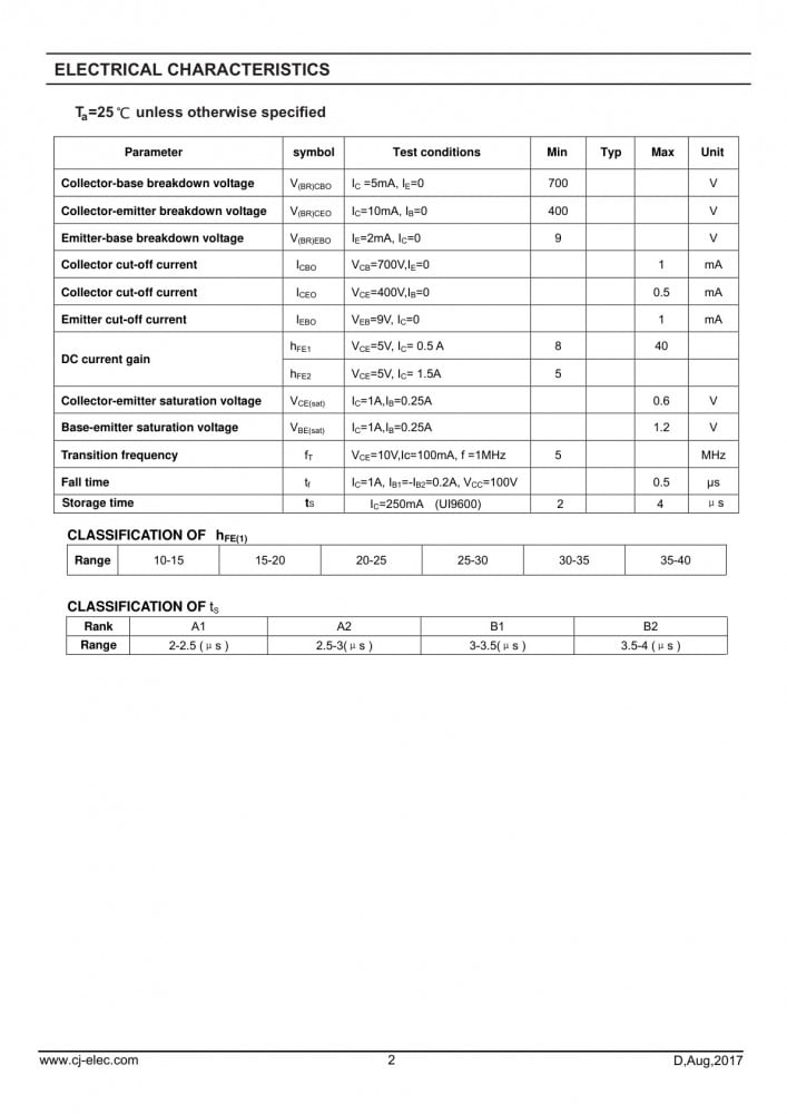 3DD13003 datasheet page 2
