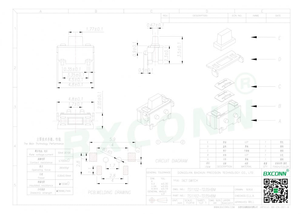 BXCONN TS1102-TD35HBM technical document
