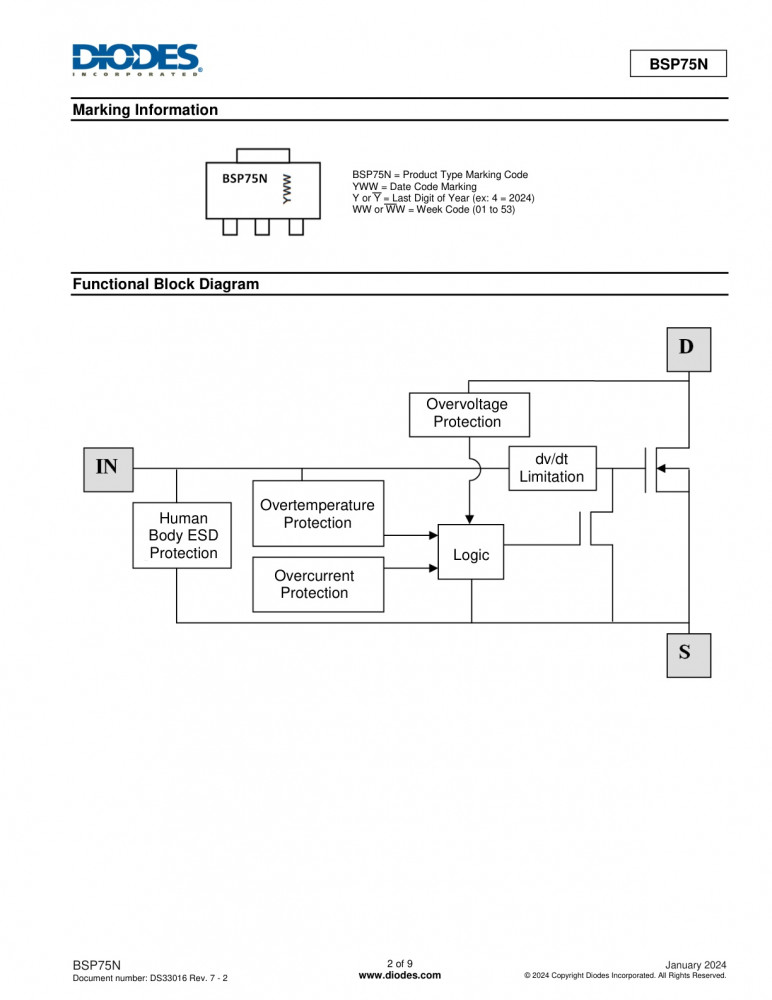 BSP75NTA datasheet page 2