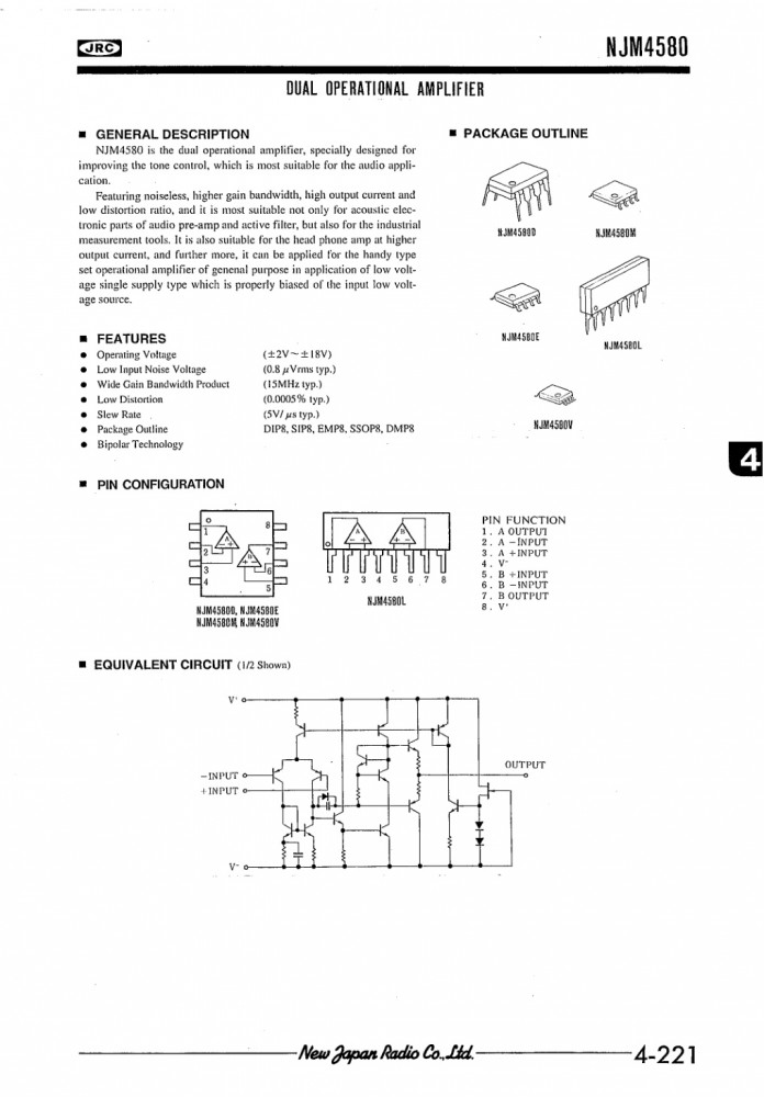 NJM4580E-TE1 datasheet page 1