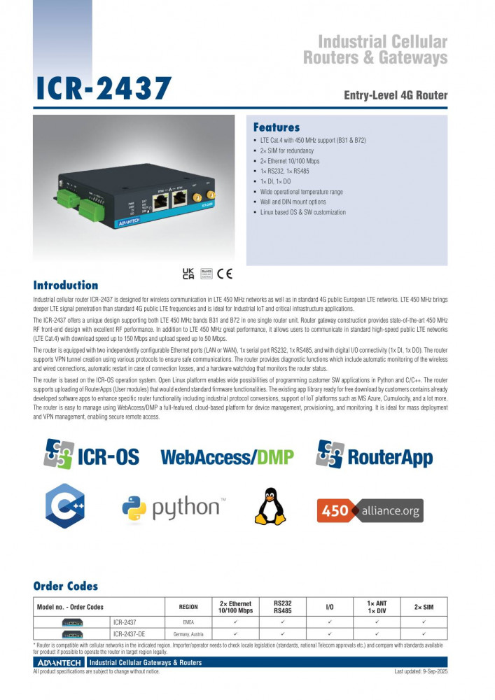 ICR-2437-DE datasheet page 1