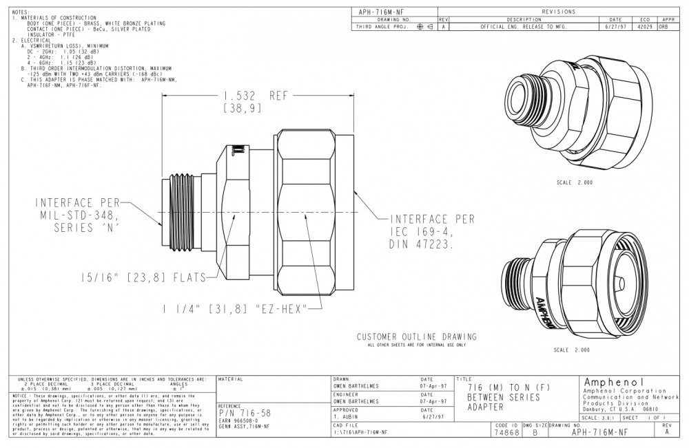 APH-716M-NF Amphenol technical drawing preview