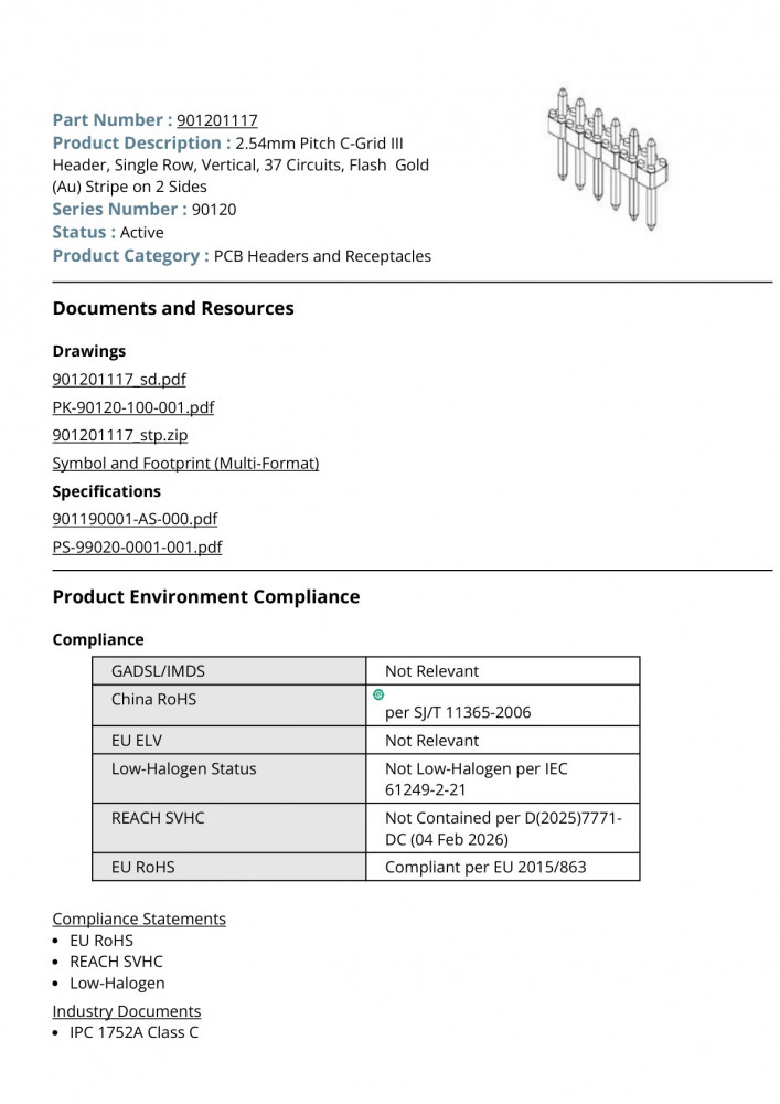MOLEX 901201117 technical document image, page 1