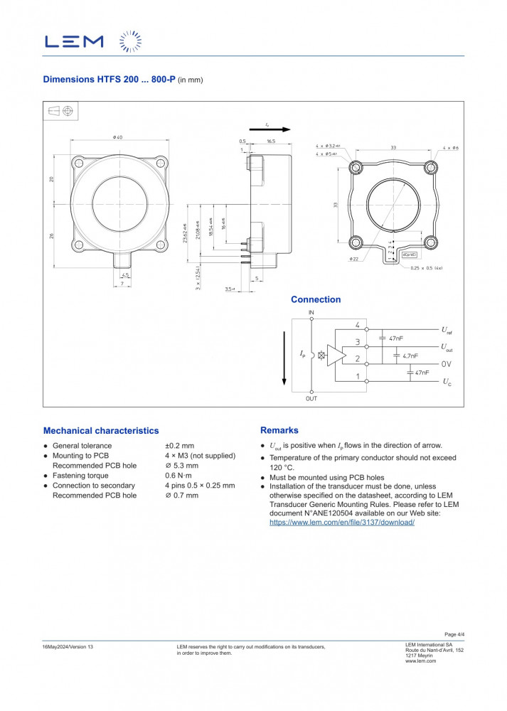 LEM HTFS 600-P datasheet page 4