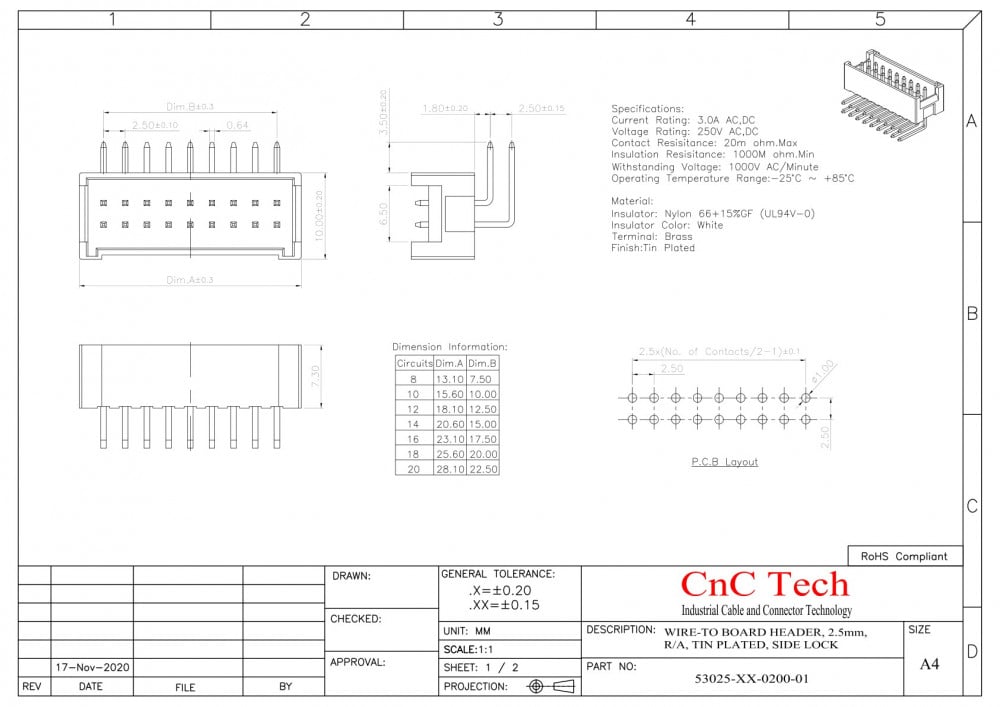CNC Tech 53025-20-0200-01 technical document