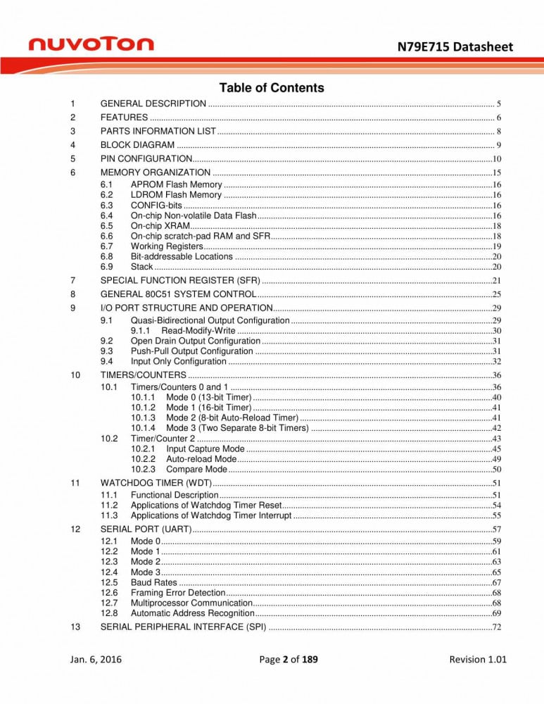 N79E715 datasheet page 2