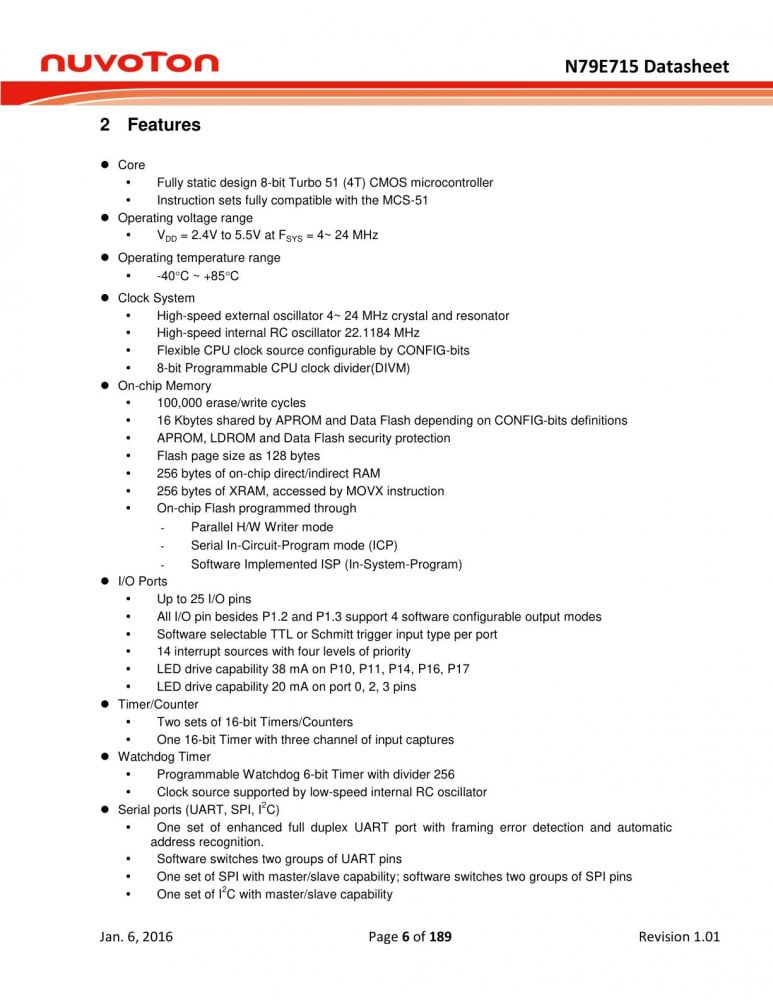 N79E715 datasheet page 6