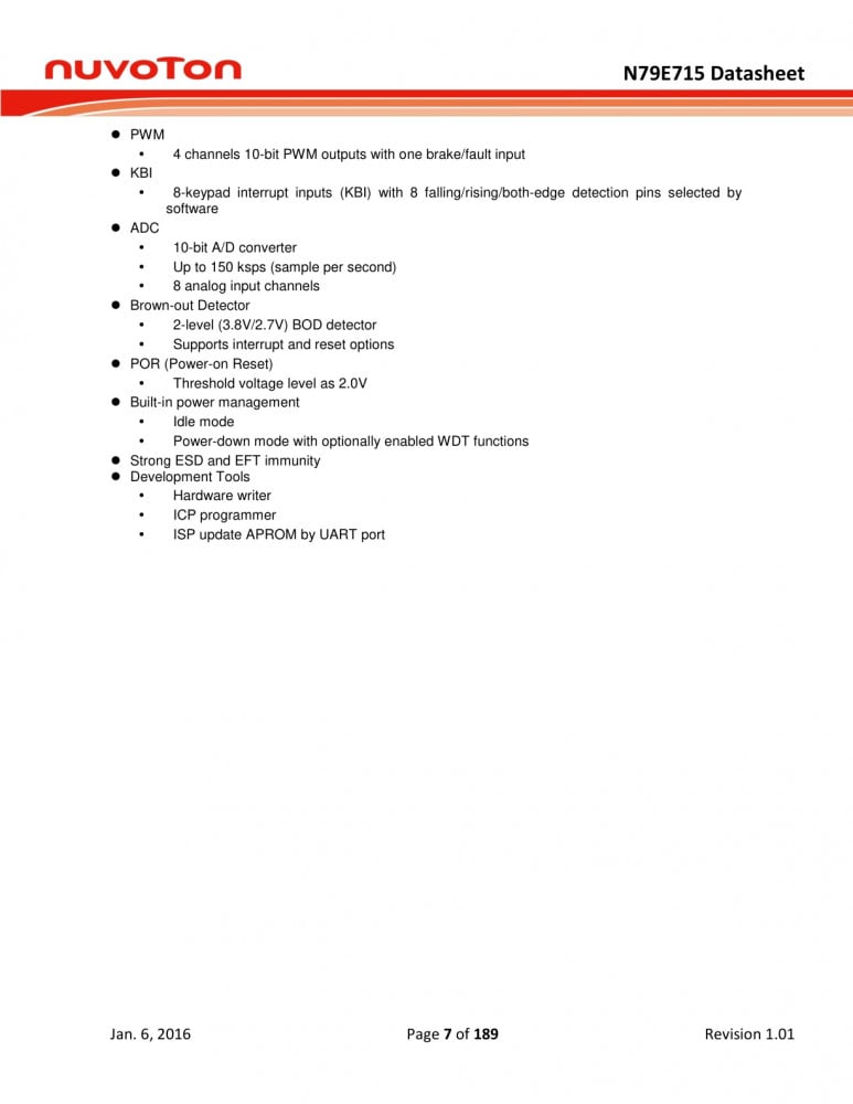 N79E715 datasheet page 7