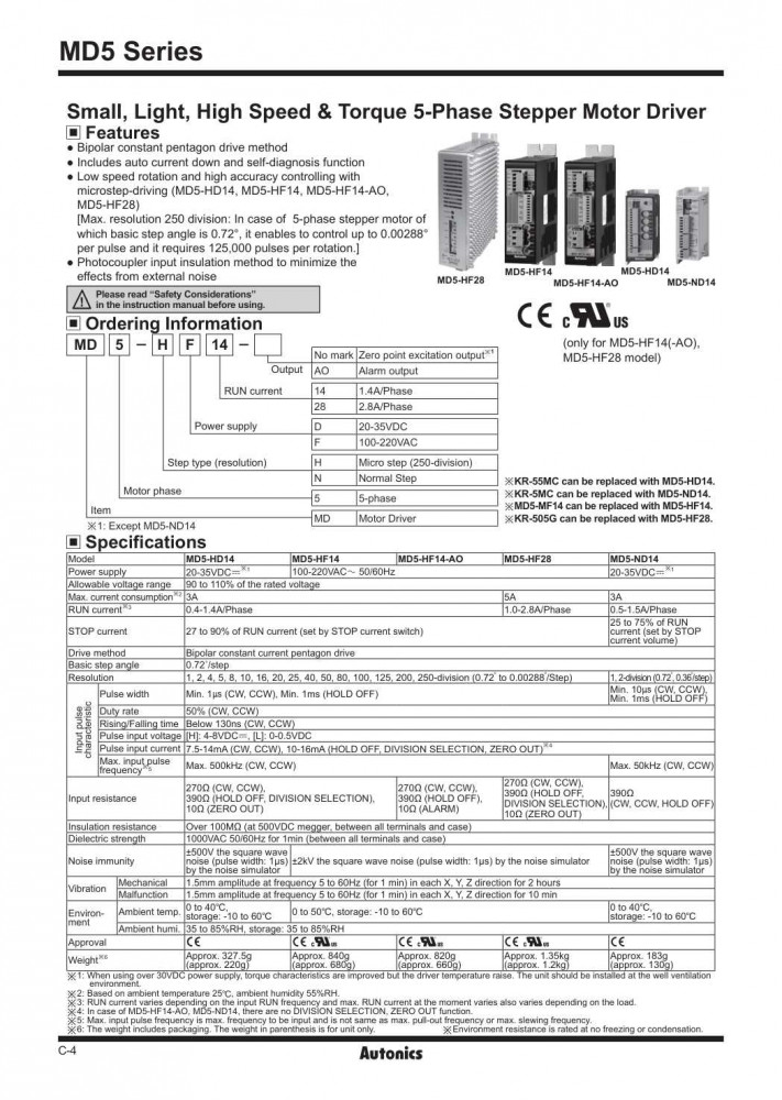 MD5 Series technical document page 1