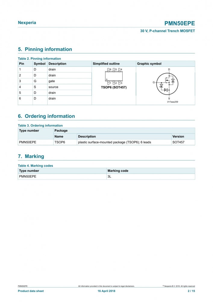 PMN50EPEX datasheet page 2
