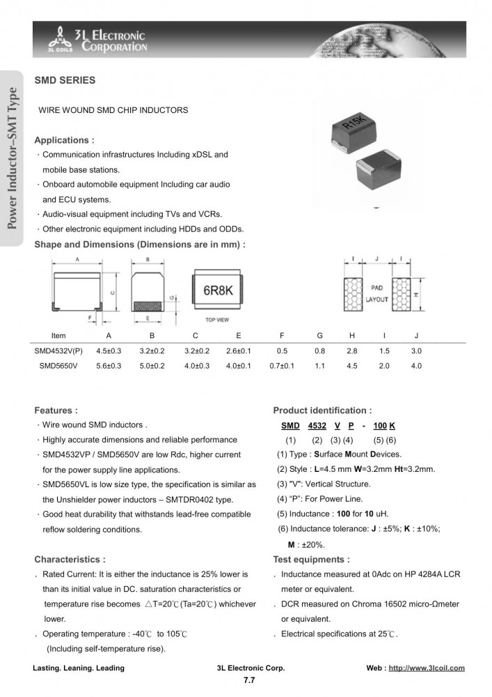 3L COILS SMD series catalog page 8