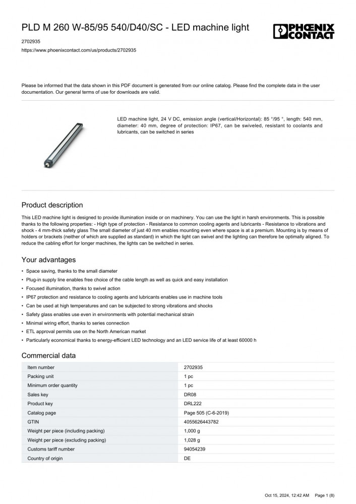 Phoenix Contact 2702935 product document page 1