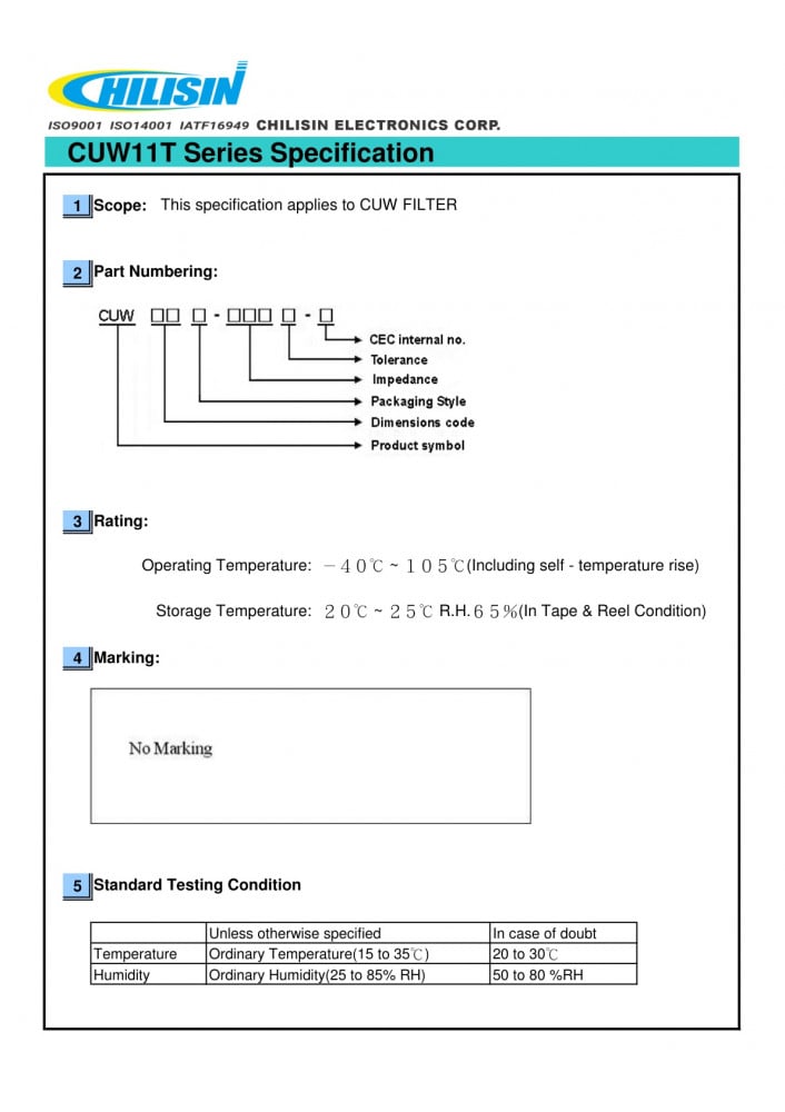 CUW11T-900M-N specification page 2