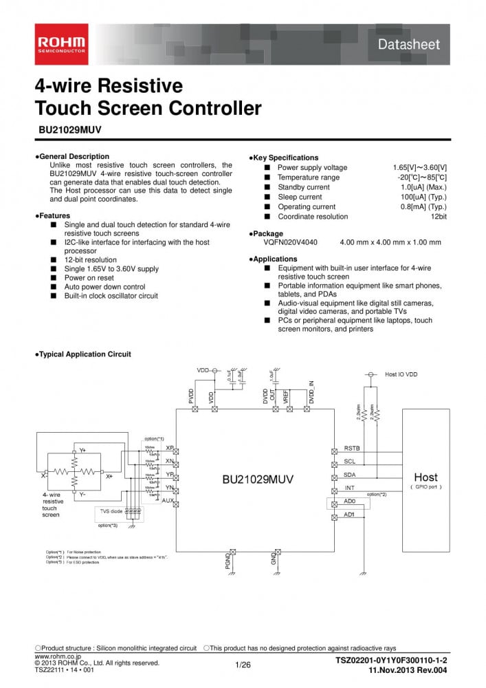 BU21029MUV-E2 datasheet page 1