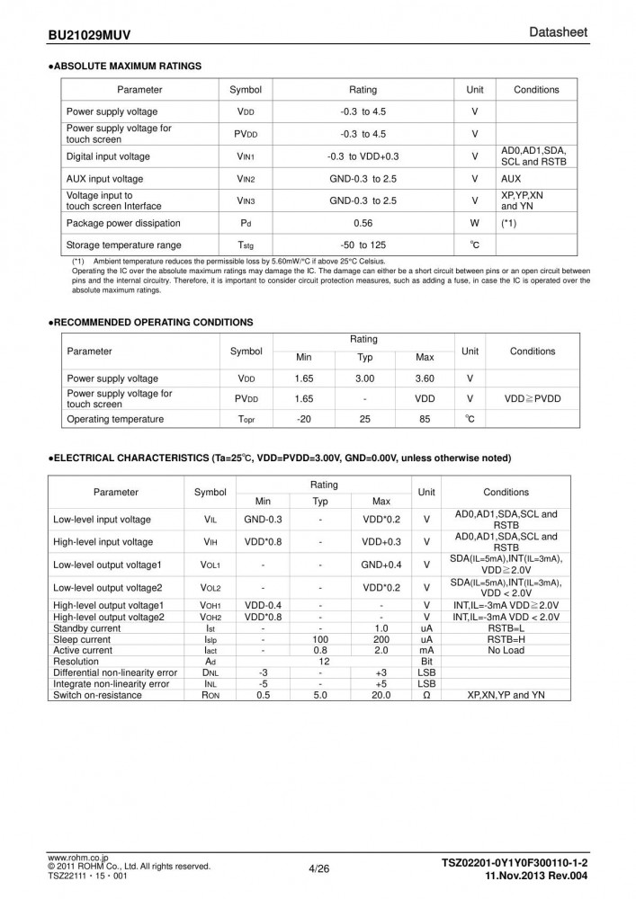BU21029MUV-E2 datasheet page 4