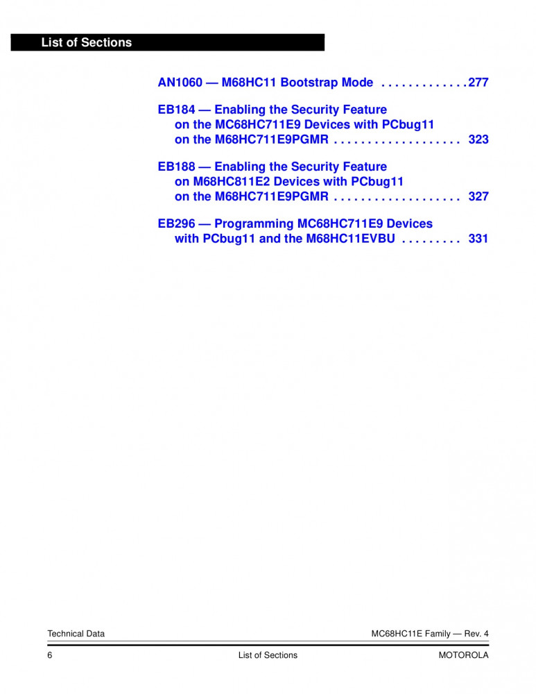 M68HC11E technical data page 6