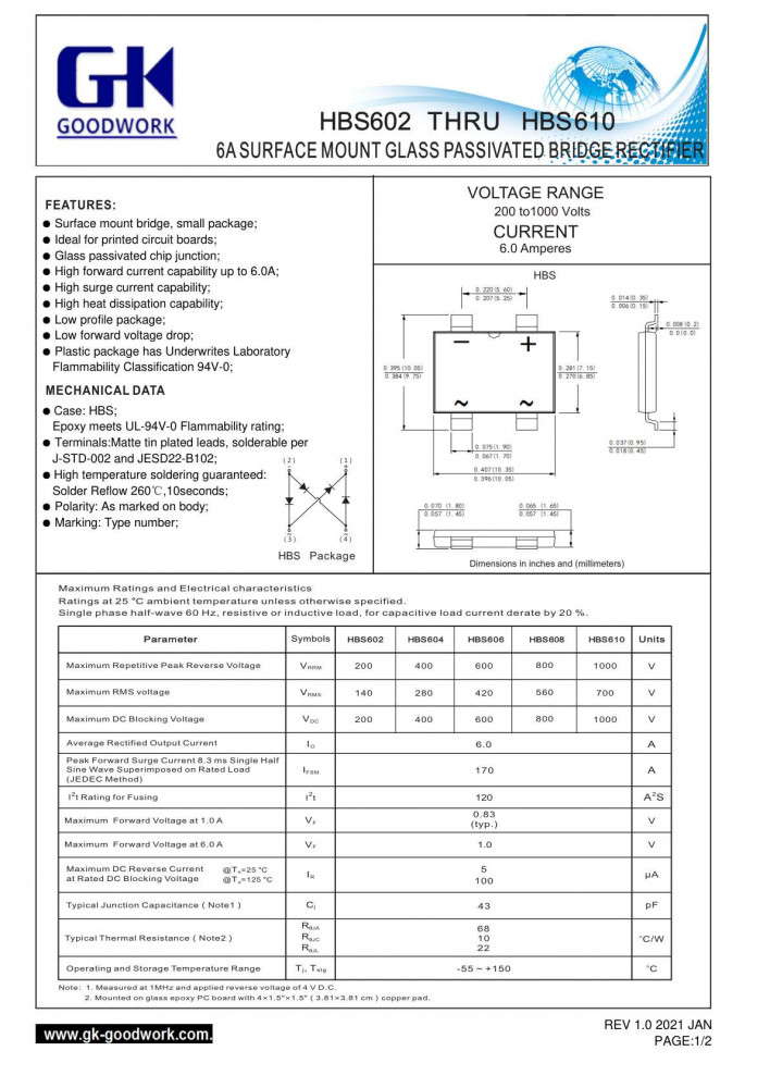 GOODWORK HBS610 datasheet page 1