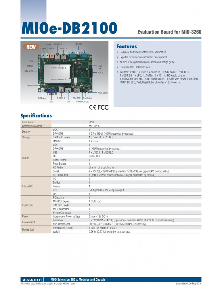 ADVANTECH MIOe-DB2100-00A1E technical document page 1