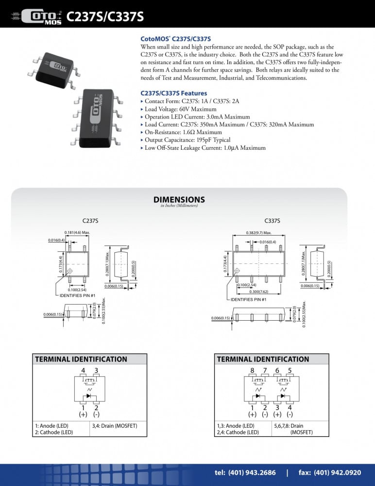 COTO C237S C337S datasheet page 1