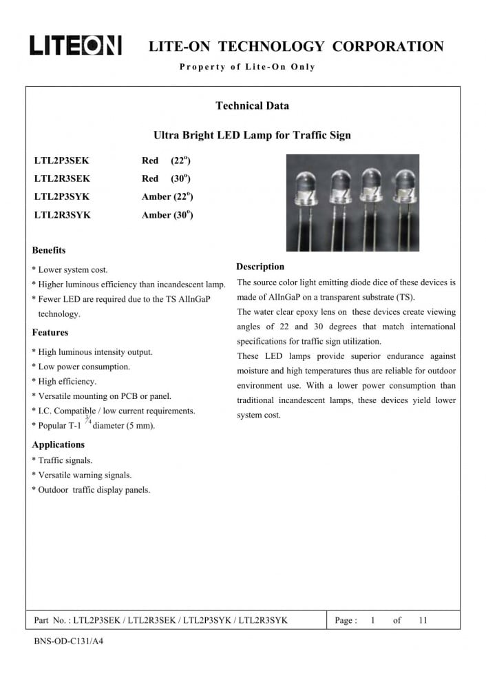 LTL2R3SYK datasheet page 1