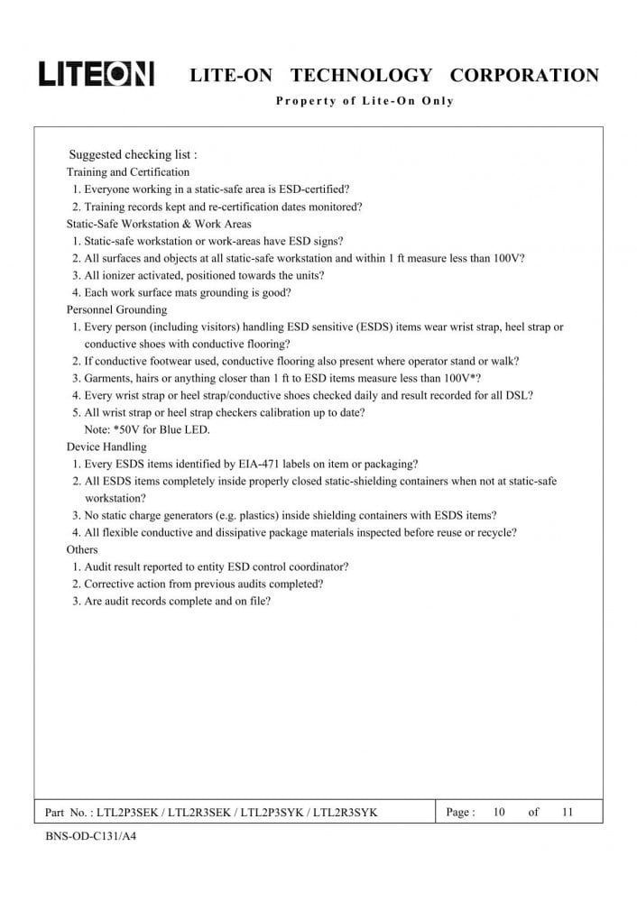 LTL2R3SYK datasheet page 10
